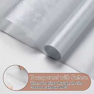 Haton Window Privacy Film Rainbow Static Cling Stained Glass Film Window Covering Sticker Non-Adhesive Removable Reflective Window Vinyl, Anti-UV Sun Blocker Heat Control for Home, 17.5 x 78.7 inches