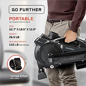 FlexStride Portable Under Desk Elliptical Exercise Machine-Motorized Pedal Exerciser for home workout, Tone Muscles, Energy Boost - Mini Foot & leg exerciser while sitting for seniors with Fitness App