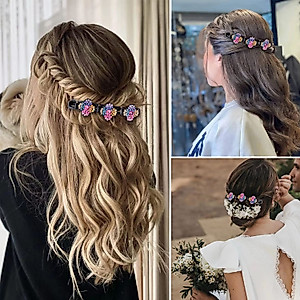 Sparkling Crystal Stone Braided Hair Clover Clips for Thick Thin Hair, Girls / Women Hair Accessories for Styling Sectioning, Large, 8 Pcs
