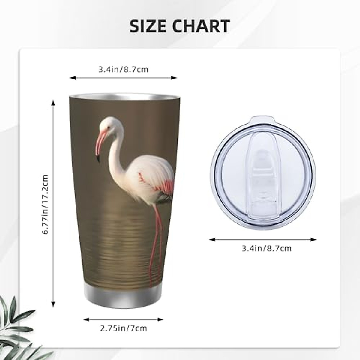 3d Flamingo 20oz Tumbler, Car Cup With Lid And Straw, Spill-Proof, Stainless Steel Double Wall Vacuum Insulated Reusable Coffee Travel Mug, For Cold Drinks, Hot Beverage