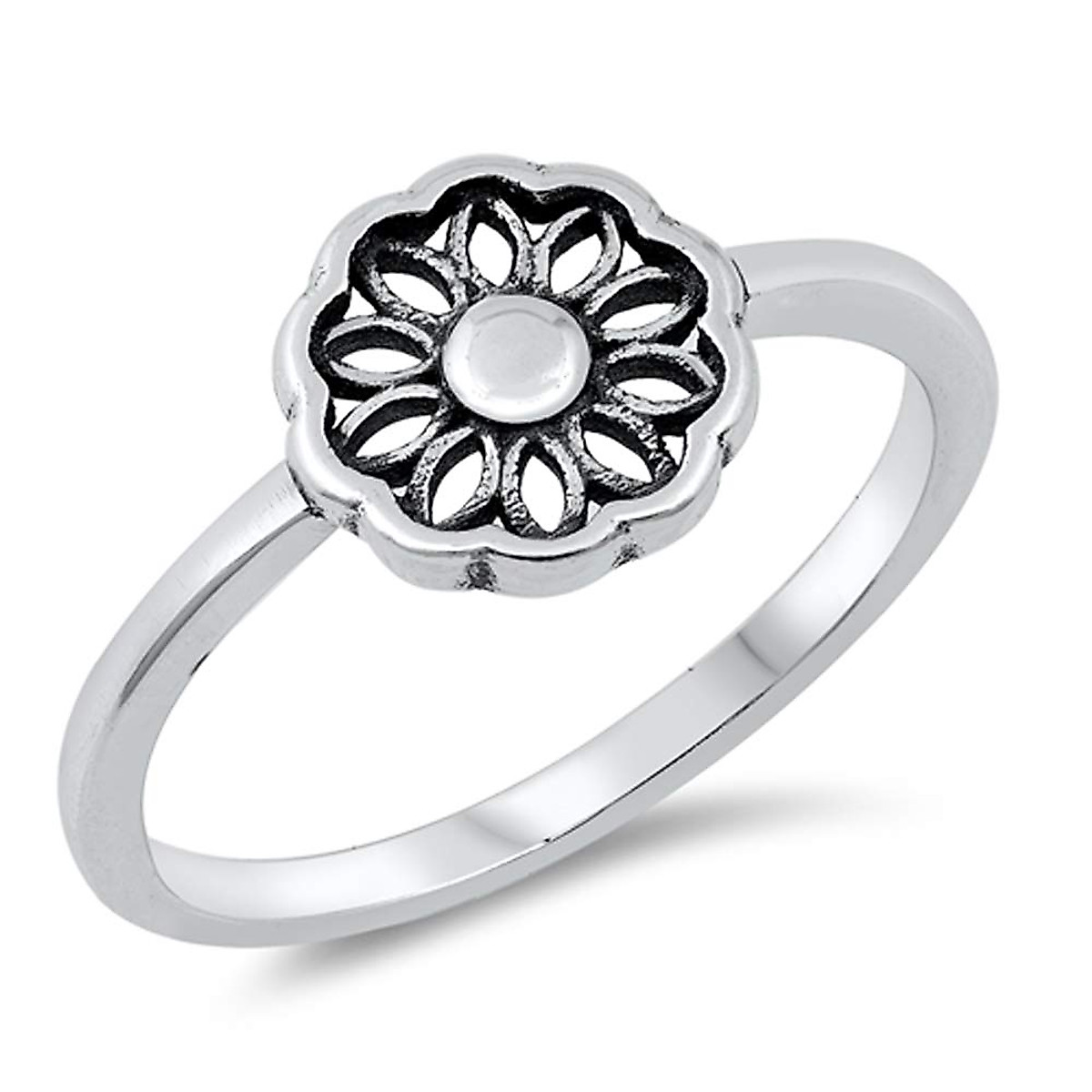 Beautiful Cutout Sunflower Ring New .925 Sterling Silver Band Size 6