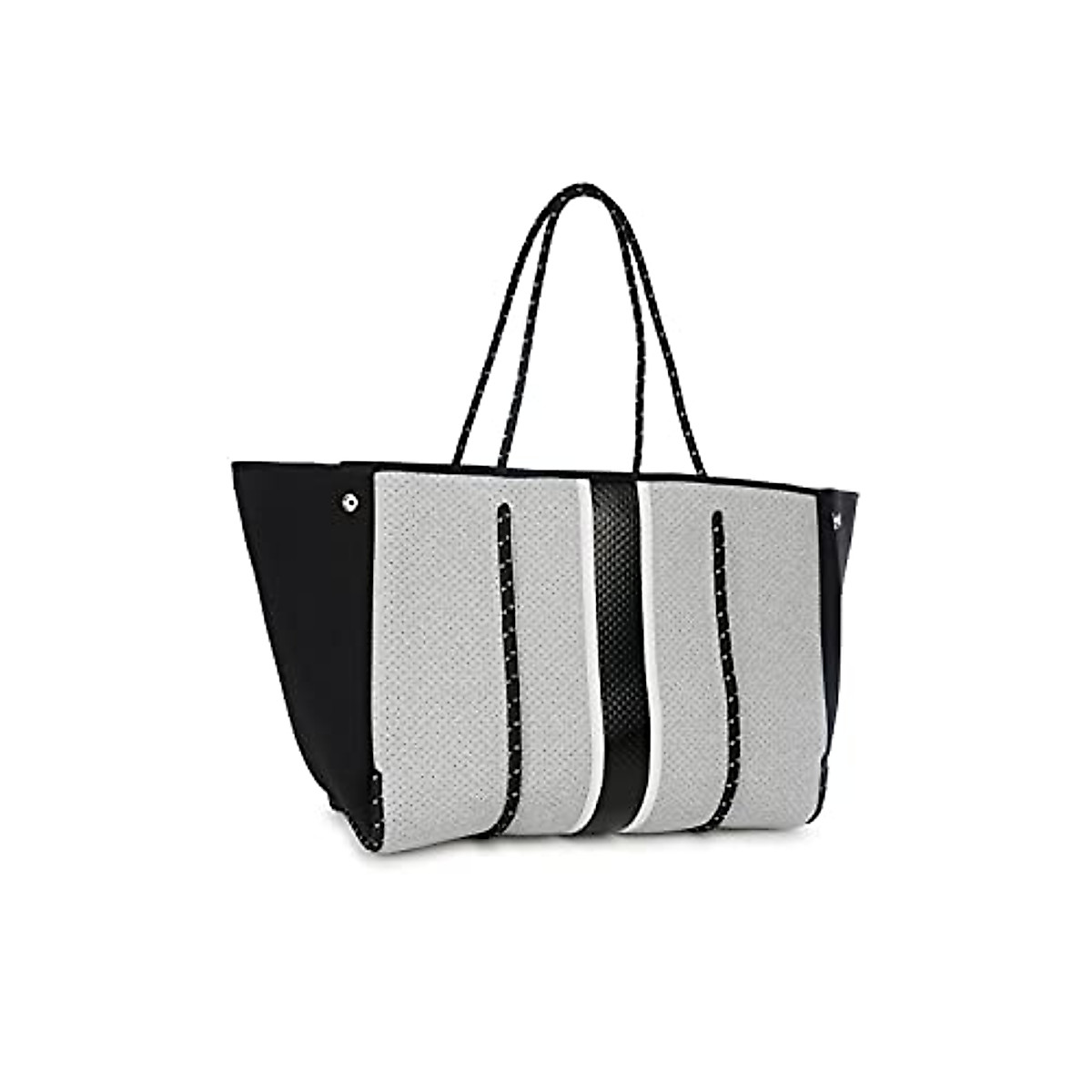 Haute Shore-Greyson Dash Neoprene Tote Bag w/Zipper Wristlet,Heather Marle W/White and Black Stripe
