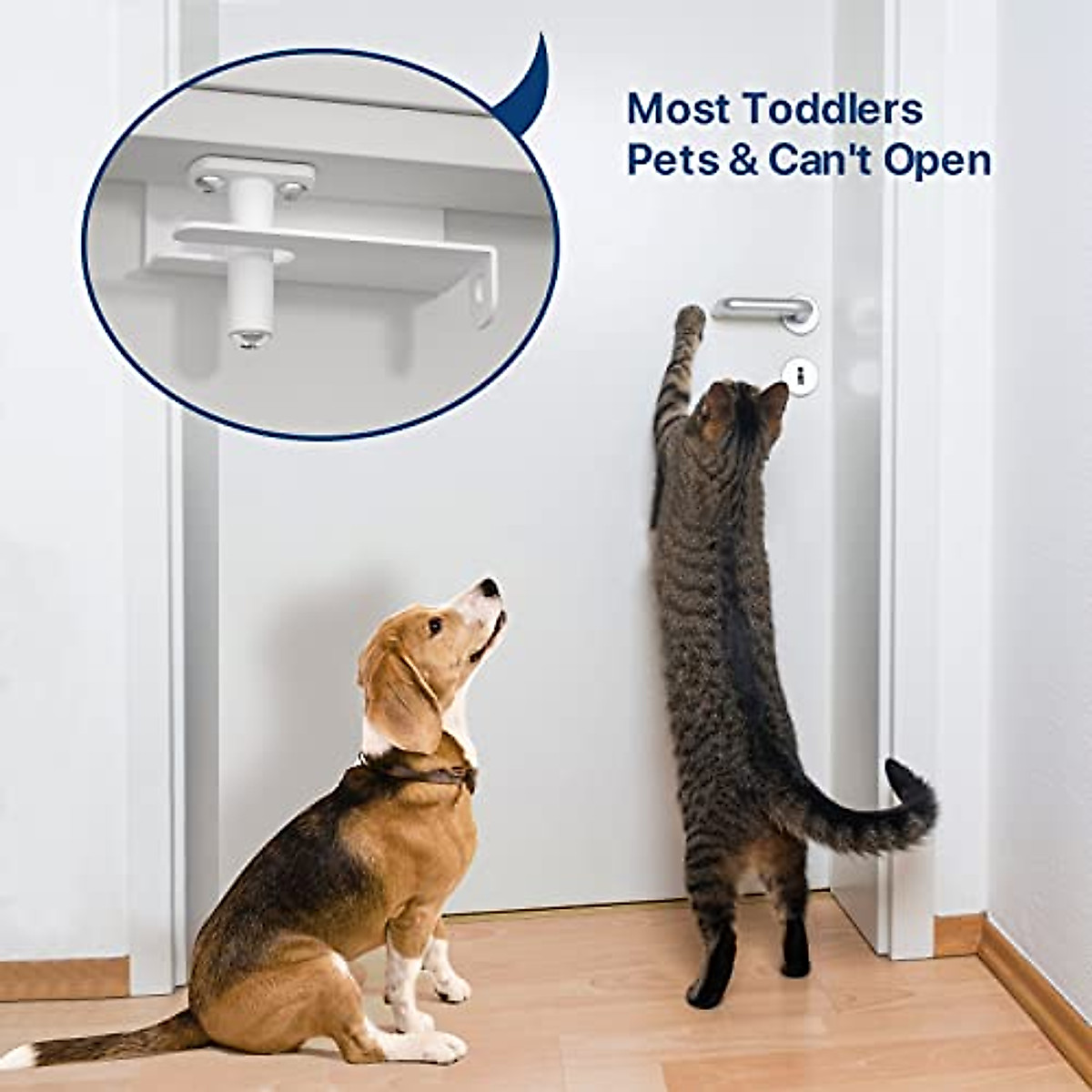 Child Proof Door Top Lock - Loswsdg Kids Safety Door Lock Made of Durable Metal - Adjustable Sliding Top Door Lock for 0.6-2.2" Thick Doors - Can Open Door from Both Sides (White, 1PCS)