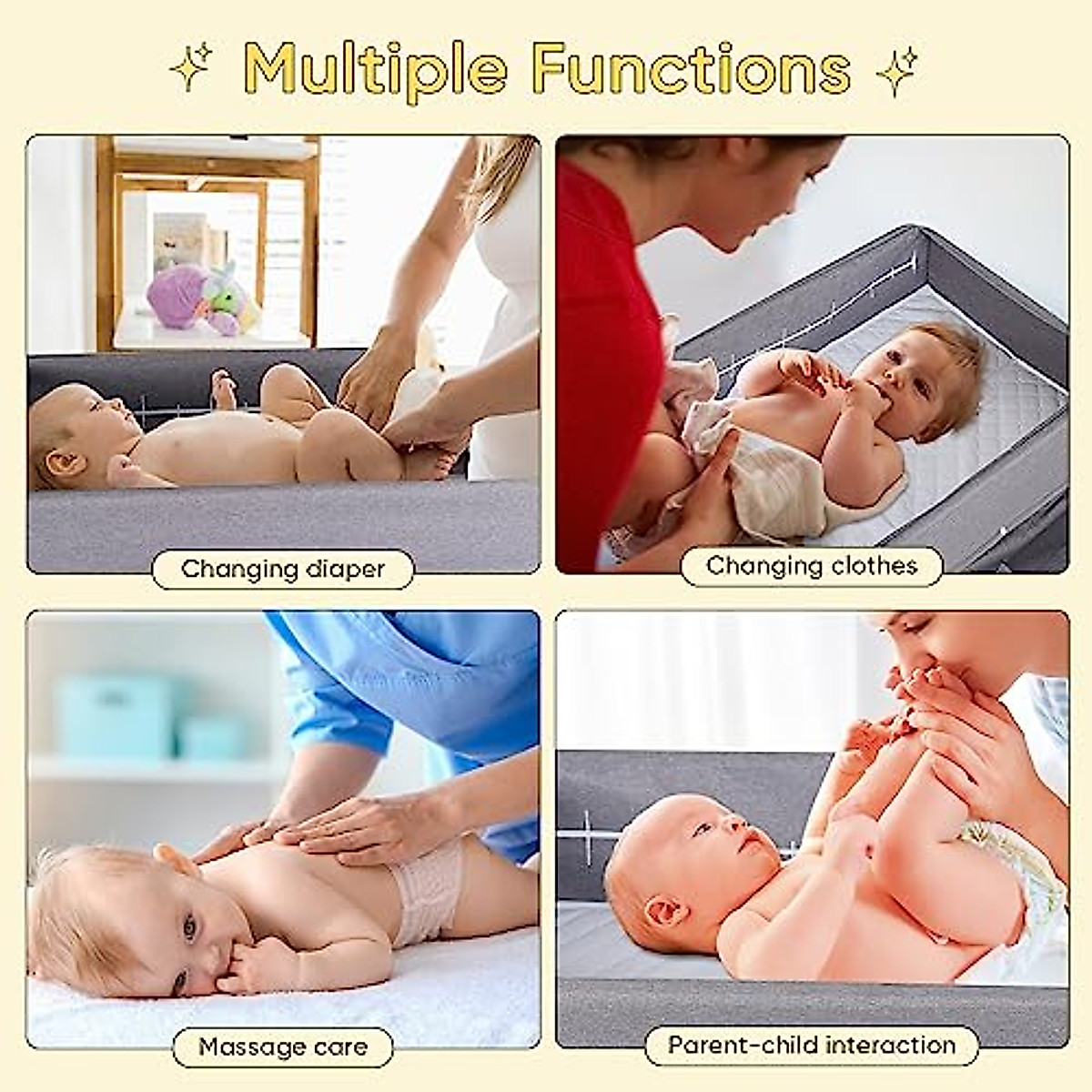 SOKO Portable Changing Table - Foldable Baby Diaper Changing Station Height Adjustable Diaper Changing Table, Waterproof Changing Table Pad Easy to Clean, Mobile Nursery Organizer for Newborn