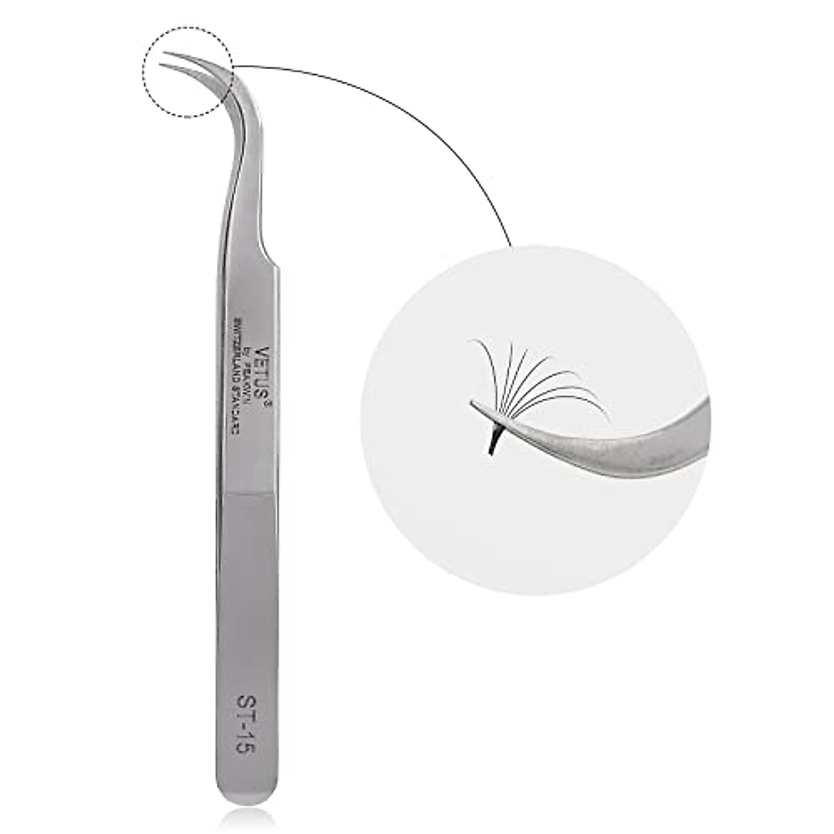 BEYELIAN Eyelash Extension Tweezers, Professional Lash Tweezers for Make Fans Volume Lashes, Curved Tip Stainless Steel Tweezers ST-15