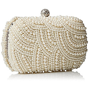 Snowskite Women's Handmade Full Pearl Bridal Evening Clutch Bag Ivory