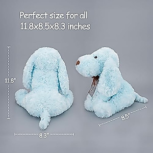 WEIGEDU Furry Poodle Puppy Dog Blue Stuffed Animal Plush Toys for Kids Boys Girls Birthday Bedtime Xmas Gift, 11.8 inches, Blue