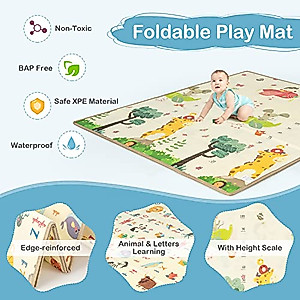 INFANS Baby Playpen, 74” x 62” Extra Large Baby Play Yard with Crawling Mat, 50 Ocean Balls, 4 Pill Up Rings, Basketball Hoop and 2 Football Gates for Toddlers, Indoor Activity Center (Light Gray)