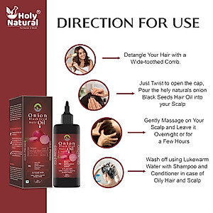 100% Natural Onion Black Seed Hair Oil (8.45 fl oz / 250 ml) I Supports long, lustrous & shiny hair I No mineral