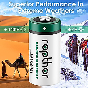 rapthor 1650mAh CR123A 3V Lithium Batteries 16 Pack CR123 High Power 123A CR17345Photo Battery PTC Protected for Cameras Flashlight Alarm Smart Sensors (Non-Rechargeable, Not for Arlo)