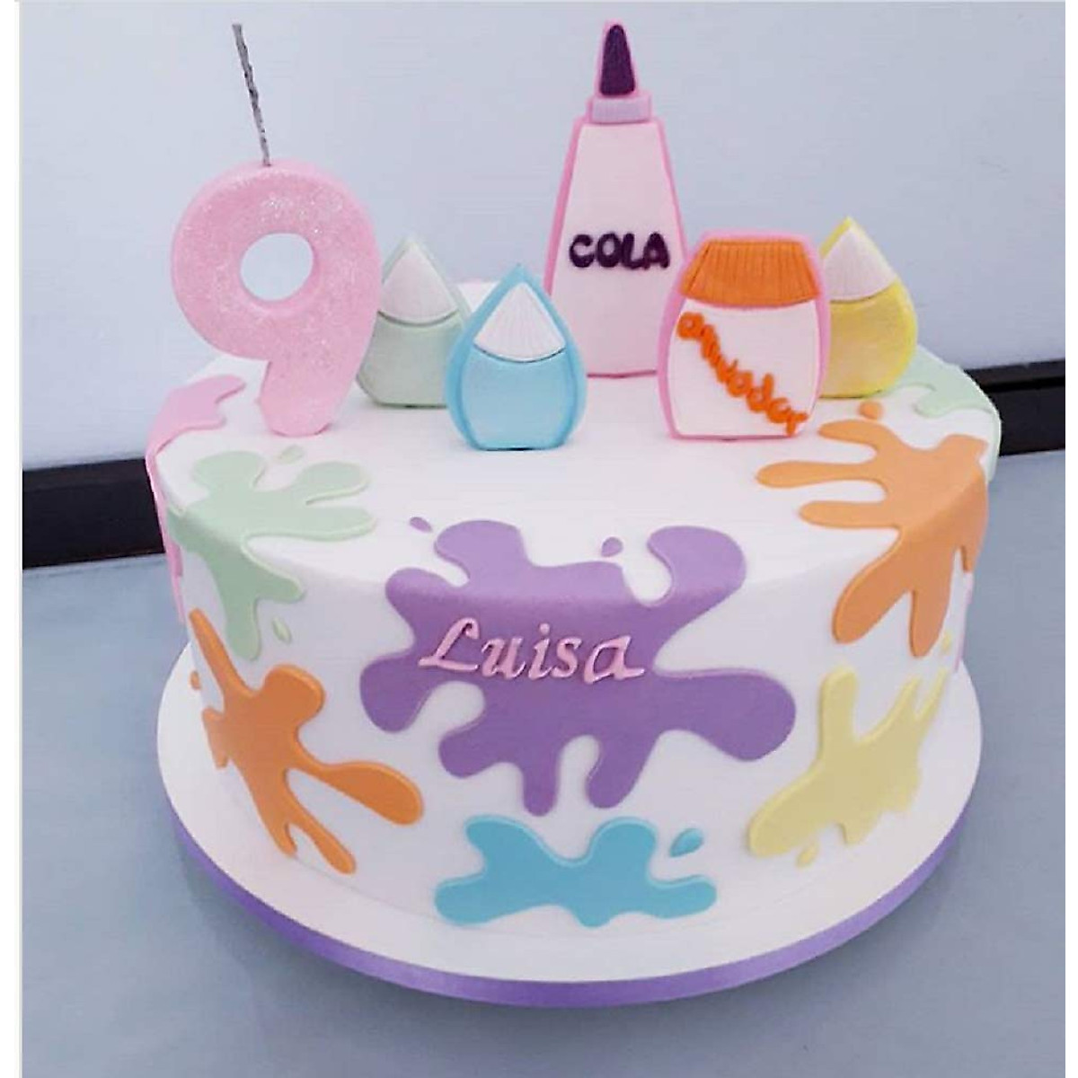 4 PCS Slime Cake Mold Slime Birthday Cake Decorations Slime Theme Party Supplies Slime Queen Cake Topper for Art Theme Party