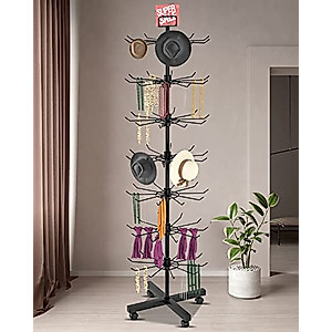 IPEXI Retail Display Stand 7 Tier for Store Display Movable Shop Spinner Jewelry Keyring Socking Hats Toys Show Rack, Black, 17''D x 17''W x 63''H