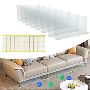 Rictine 8 Pack Clear Toy Blockers for Furniture, 16" L x 7.5" H Under Bed Blocker for Pets, Adjustable Gap Bumper Under Couch Blocker, Stop Things from Going Under Couch Sofa Bed with Strong Adhesive
