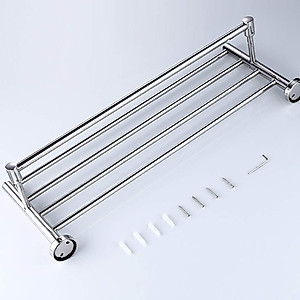 GLJ Floating Shelves Stainless Steel Drain Storage Rack, Bathroom Shower Shelf, Wall-Mounted Kitchen Spice Rack, with Towel Bar