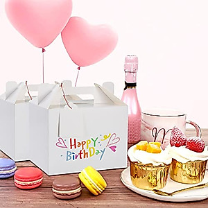 Frantis 12 Pack White Treat Boxes Gable Boxes with Rope and Tag Party Favor Boxes Gift Boxes for Birthday Party 7 x 5.5 x 5.5 Inches