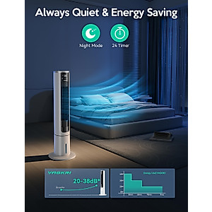 VAGKRI Evaporative Air Cooler, 80° Oscillation Swamp Cooler with Ice Packs, Air Cooler with Remote Control, 24H Timer, 3 Wind Speeds & 4 Modes for Indoor Use