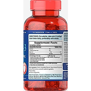 Omega-3 Fish Oil 1000 mg (300 mg Active Omega-3), Supports Heart and Joint Health, 250 Count by Puritan's Pride