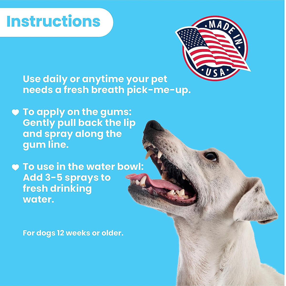 Pawtitas Dog Dental Spray Peppermint Spearmint Fresh Breath Water additive Help Prevent Tartar and Bad Breath | Manufactured with Certified Organic Ingredients (8 Ounces)