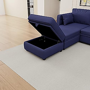 Goohome U Shaped Modular Sectional Sofa, Modern Comfy Linen 6 Seat Oversized Couch with Reversible Chaise and Storage Seats, Living Room Furniture Sets for Bedroom, Office