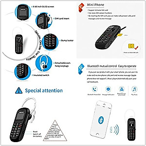 Sudroid Mini Small Mobil Cell Phone L8star BM70 Bluetooth Handset 0.66 inch Unlocked Bluetooth Earphone Dialer Support SIM Card(Black)