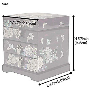 February Mountain Mother of Pearl Jewelry Organizer Storage Box with 2 Drawer Mirror lids- Perfect Display for Earring Necklace Rings Bracelet - Surprise Gifts for Women Decorative Box (Purple)