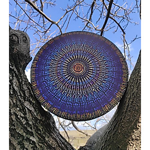 SYLALE Shaman drum percussion frame drum handmade deep bass therapy tool sound therapy instrument 9.9x9.9 inches Shaman drum blue