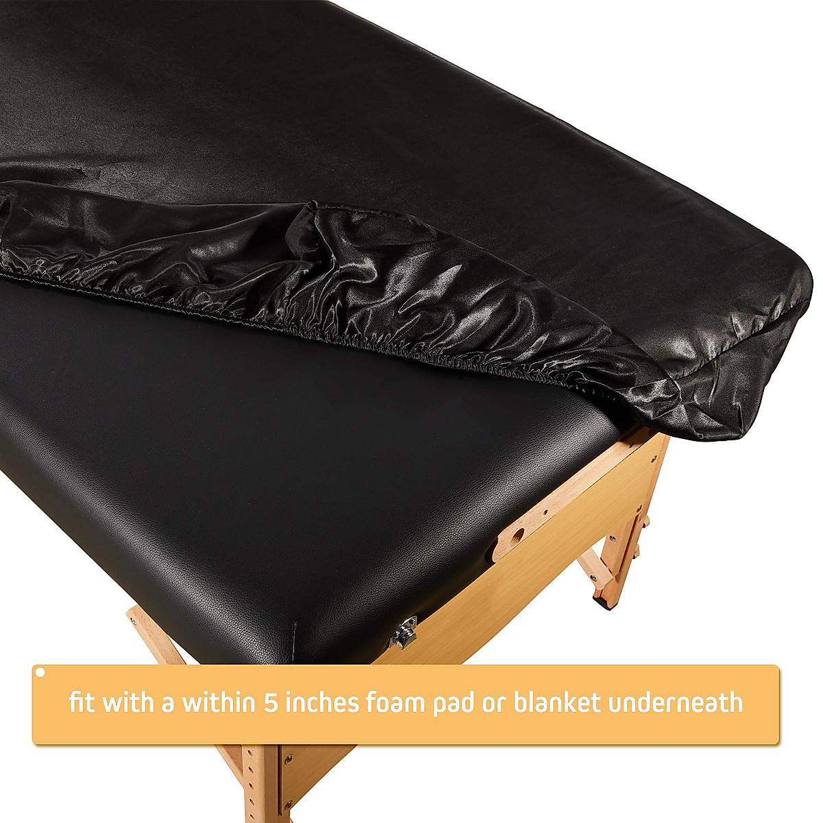Massage Table Cover,Silky Massage Table Fitted sheets,Stain-Resistant,Reusable,Machine Washable Spa Bed Sheet(Massage Table Not Included) (black)…