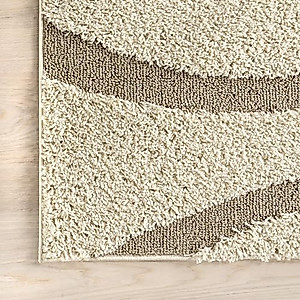 nuLOOM Carolyn Modern Shag Area Rug - 9x12 Shag Area Rug Transitional Cream Rugs for Living Room Bedroom Dining Room Nursery
