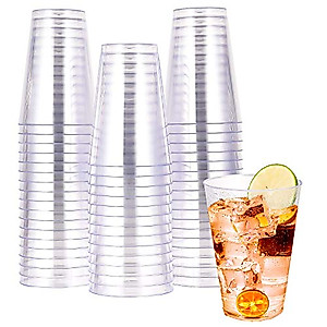 JOLLY CHEF 14 oz Clear Plastic Cups, 50 Pack Heavy-duty Party Glasses, Disposable plastic cups for wedding Cocktails Tumblers, Ideal for Halloween, Christmas, and Thanksgiving Parties