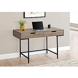 Monarch Specialties 7555 Computer Desk, Home Office, Laptop, Storage Drawers, 48" L, Work, Metal, Laminate, Brown, Contemporary, Modern Desk-48, 47.25"L x 23.75"W x 30"H, Dark Taupe Wood-Look/Black