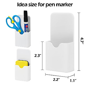 Simetufy 2pcs Magnetic Pen Holder, Magnetic Whiteboard Marker Holder, Mgnetic Pencil Holder for Refrigerator, Magnetic Pencil Holder for Locker(White)