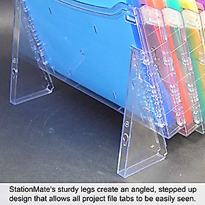 Ultimate Office StationMate StepUp Polystyrene File Desktop Organizer with 18, 3rd-Cut PocketFile Project Files, Clear