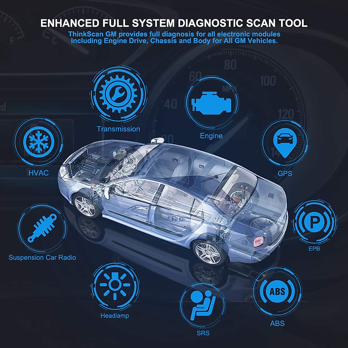 ThinkScan OBD2 Scanner Diagnostic Scan Tool Compatible for GM, Car Code Reader SAS ETS EPB Oil Light Reset Service for GM Vehicles After 1996 (for Buick/Chevrolet/Cadillac/GMC), Lifetime Free Update