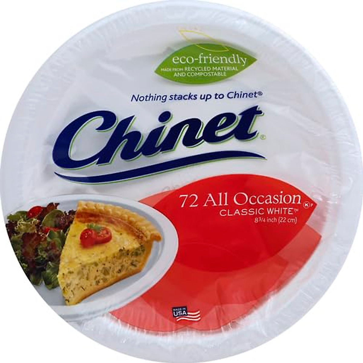 Chinet Classic White, Round All Occasion Fiber Plates, 8.75 Inch, 72 Count