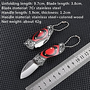 SZHOWORLD Small Pocket Knife, EDC Knife with Stainless Steel and Colored Wood Handle, Small Folding Knife for Everyday Carry, Blade Length1.5in