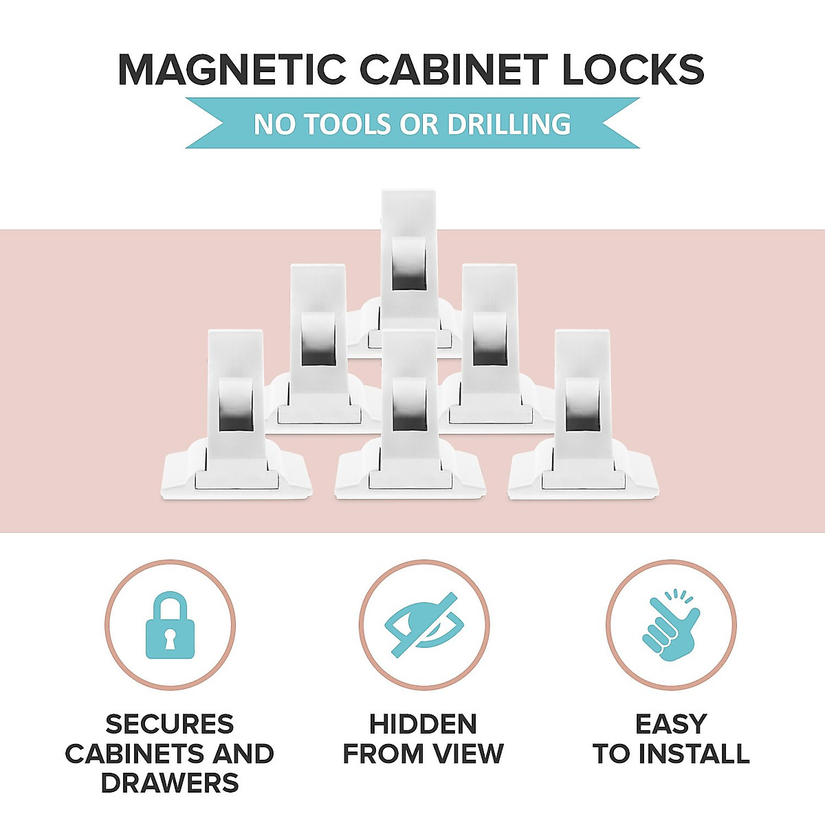 Magnetic Child Safety Cabinet Locks - 12 Lock + 3 Key for Baby Proofing Cabinets, Drawers and Locking Cupboard, Easy Install for Toddler and Childproof with Adhesive Latch, No Tools or Drill…