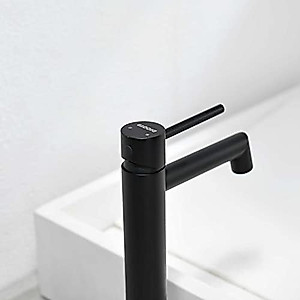 DICOYA Matte Black Vessel Sink Faucet, Single Handle Tall Basin Faucet for Sink Above Counter, Modern Countertop Bathroom Design, 304 Stainless Steel, One Hole