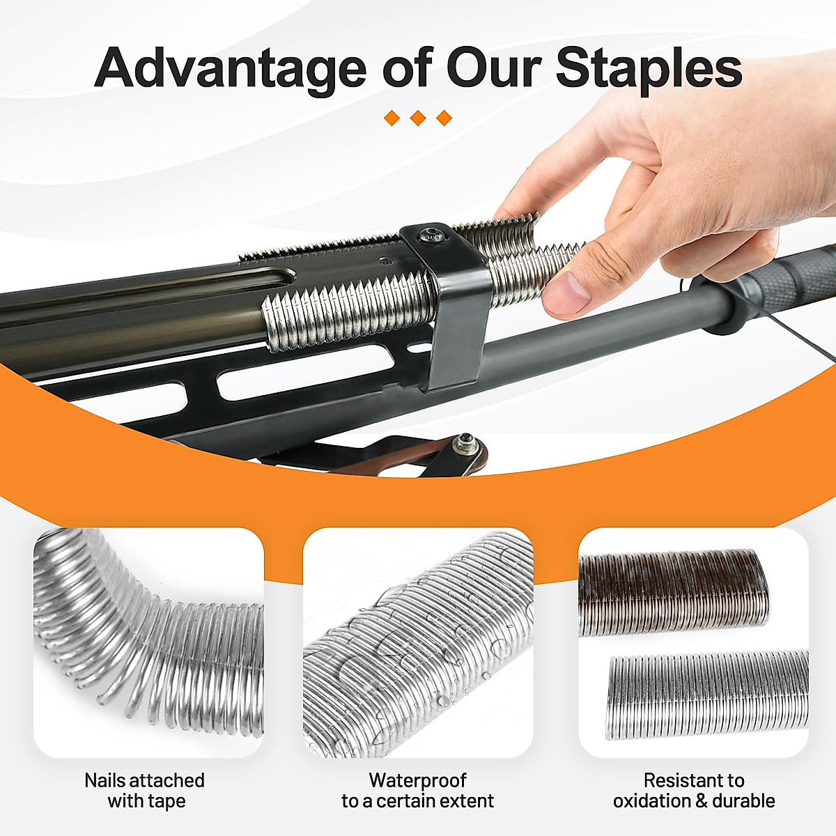 KIMSING - AC50 11 Gauge 304SS Hog Ring Staples, 320 Pcs/Box, 1 1/2" (38.7mm) Crown, C Type Staples for Gabion, Wire Cages, Fencing