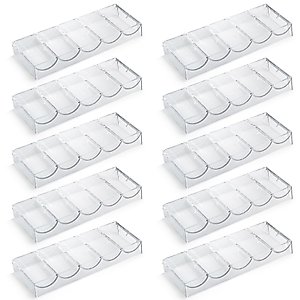 Versa Games 10 Clear Acrylic Poker Chip Trays - Casino Grade - 30% Thicker Than Standard Chip Trays - for Standard Size Poker Chips & Clay Poker Chips - 10 Poker Chip Racks - Each Holds 100 Chips