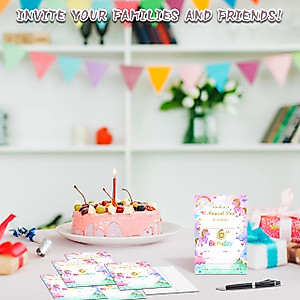 YQV 6th Birthday Party Invitations, 20-Count Magical Day Birthday Party Invites With Envelopes-HBYQK-B11