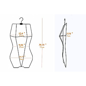 Black Full Body Shape with Chest Metal Wire Swimwear Swimsuit Hanger for Bikini Display Lingerie Hangers(10Pack，Black)