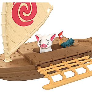 Mattel Disney Princess Moana Small Doll & Boat Playset with Floating Boat Vehicle & 2 Character Friends, from Disney Movie