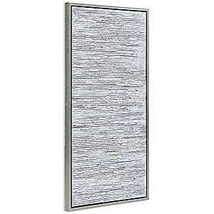 Empire Art Direct Abstract Wall Art Textured Hand Painted Canvas by Martin Edwards, Champagne Frame, 24" x 48", Silver Frequency