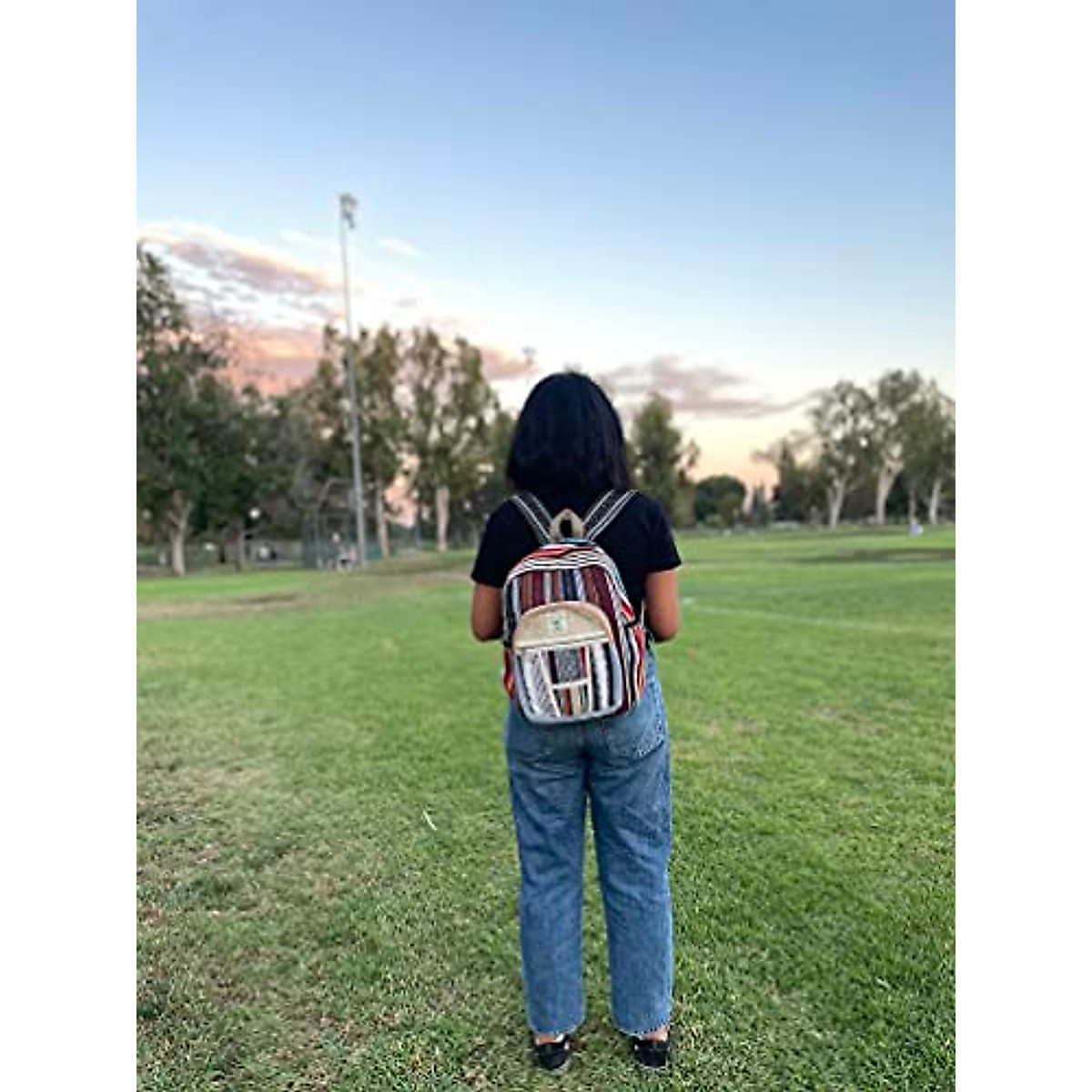 Small 13" Cotton stripe hemp backpack, hippie backpack, himalayan backpack, macboook 13" backpack, hippie backpack, trekking backpack, traveling backpack, nepali backpack (SMALL 13")