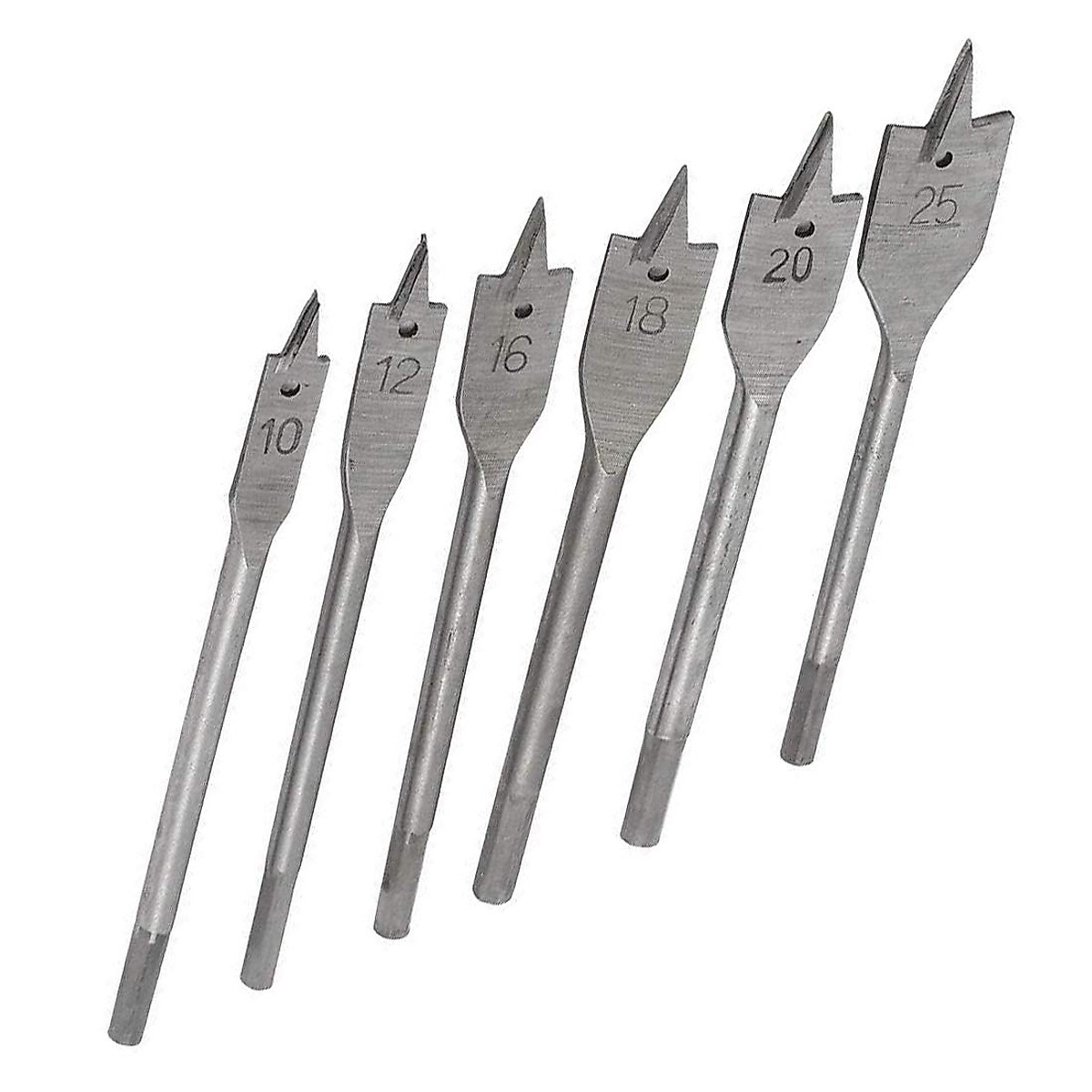 COMOK Spade Paddle Flat Wood Boring Drill Bit Set Titanium Coated Paddle Flat Woodworking Wood Tools Kit 10mm 12mm 16mm 18mm 20mm 25mm Drill Bit 6Pcs