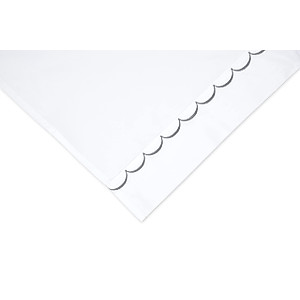 Mélange Home 600 Thread Count Sateen Cotton Scallop Embroidered Duvet Cover Set Gray King, Grey on White (244133)