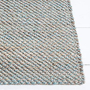 SAFAVIEH Natural Fiber Collection 9' x 12' Teal NF827A Handmade Farmhouse Premium Jute Area Rug