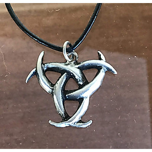 Trilogy Jewelry Pewter Triple Moon Goddess Pagan Pendant on Leather Necklace