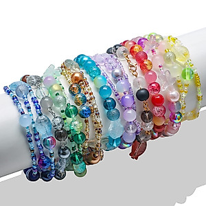 760pcs Mixed Glass Beads for Jewelry Making, 8MM Brown Assorted Round Beads, Bracelet Making Kit Including Ocean Starfish Crystal Beads and Seed Beads