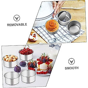 EXQUIMEUBLE 5pcs Live Cake Mold Mini Cake Pan Angel Food Cake Angel Food Cake Pan Cheesecakes Baking Tray Chiffon Tube Pan Bread Pan Aluminum Alloy Silver 4 Inch Cake Tin Small Round Cake Pan